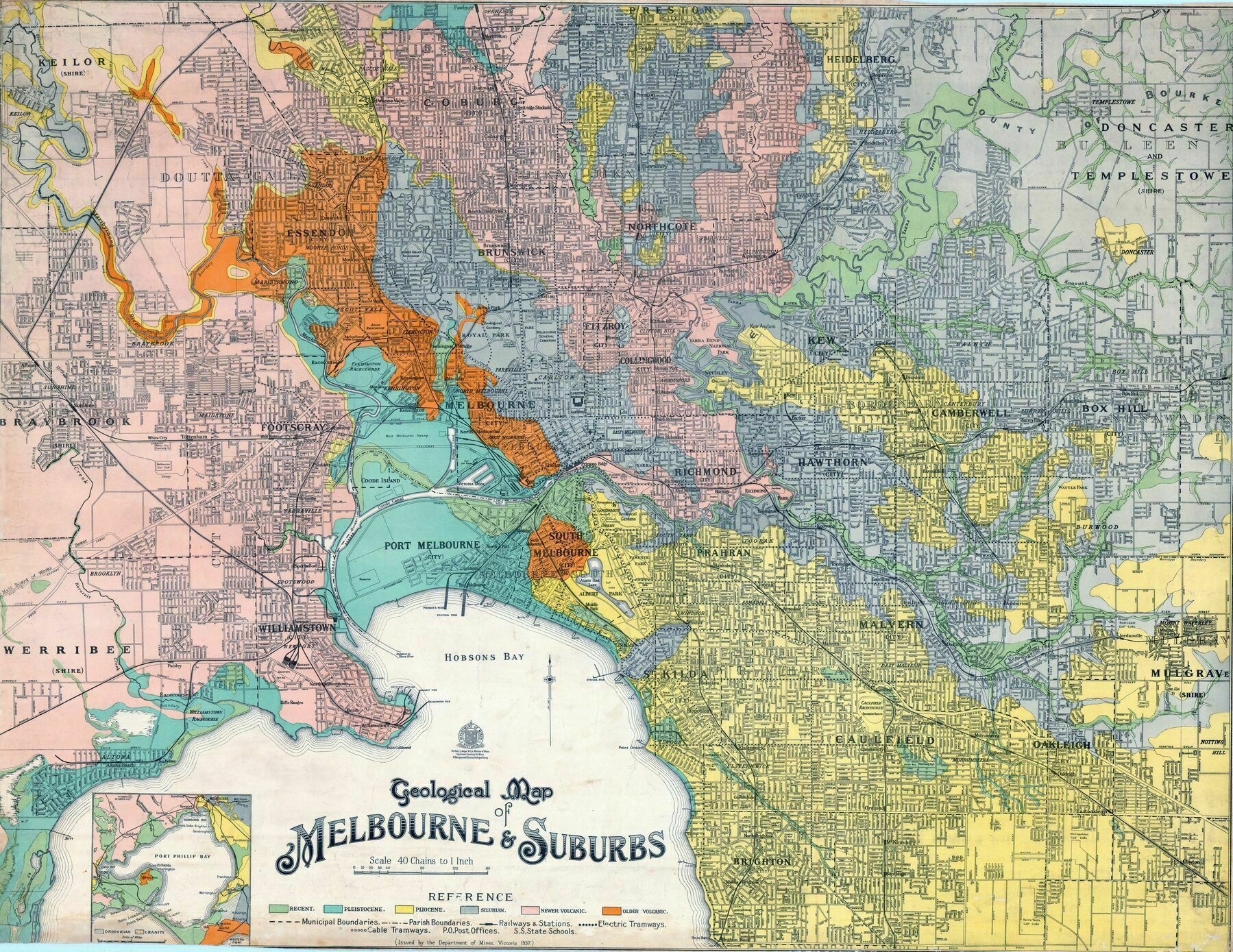 1937 geological map of Melbourne